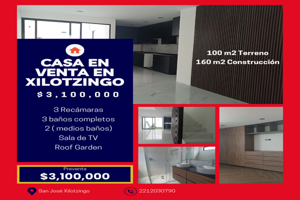 Casa disponible en venta en Xilotzingo #2, Colonia Rancho San José ...