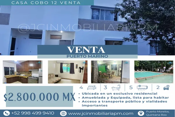 Casa disponible en venta en Marlin, Colonia Puerto Morelos, C.P. 77580